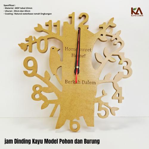 Jual [Free Grafir] Jam Dinding Kayu Model Pohon dan Burung / Souvenir ...