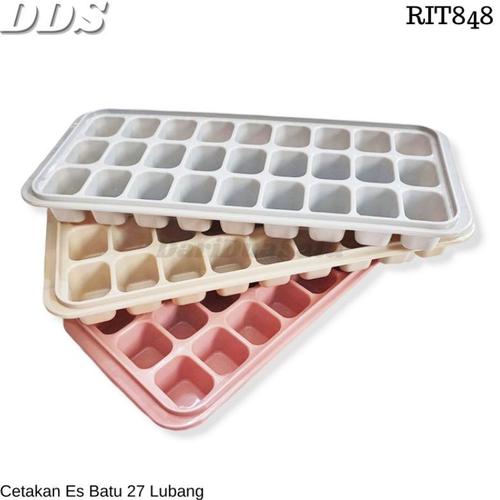 Jual Cetakan Es Batu Bahan Plastik 27 Lubang Ice Cube Tray - Coklat ...