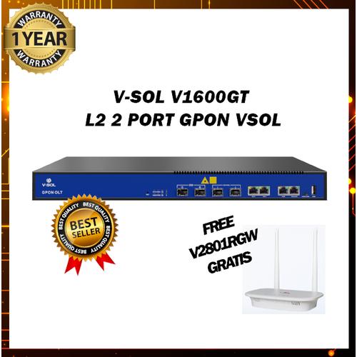 Promo V-SOL V1600GT L3 2 PORT GPON VSOL OLT AC+DC DUAL POWER 256 USER UPLINK 2GE + 2 SFP / SFP+ ...