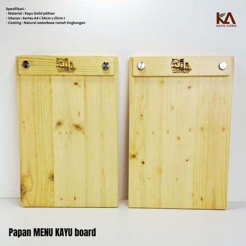 Jual Papan MENU KAYU board / Buku Cover Menu A4 Resto Cafe Custom ...