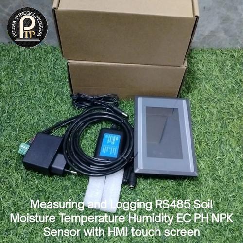 Promo Measuring and Logging RS485 Soil Moisture Temperature Humidity EC PH NPK Sensor with HMI ...