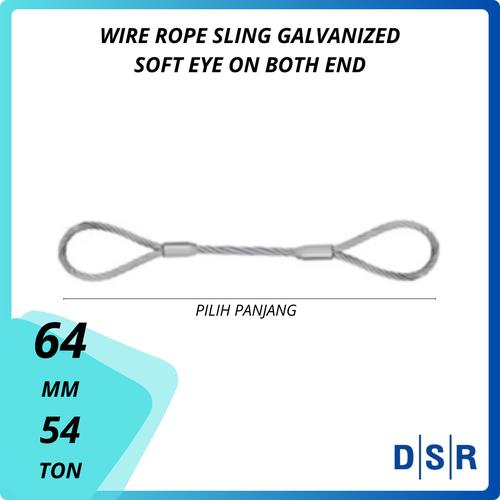 Jual WIRE ROPE SLING 64 MM GALVANIZED. SOFT EYE ON BOTH END. SWL 54 TON ...