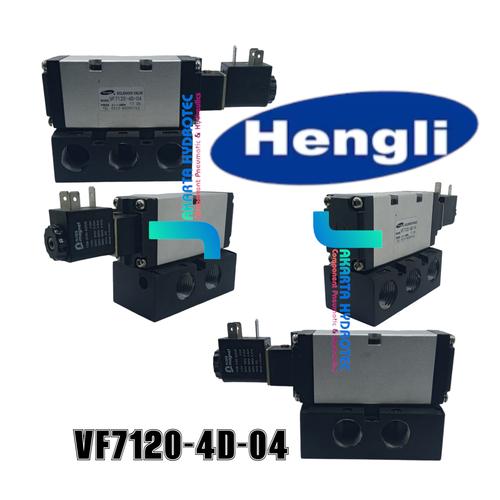 Jual SOLENOID VALVE 5/2 WAY HENGLI VF7120-4D-04 ( 1/2" ) 220V AC / 24V ...
