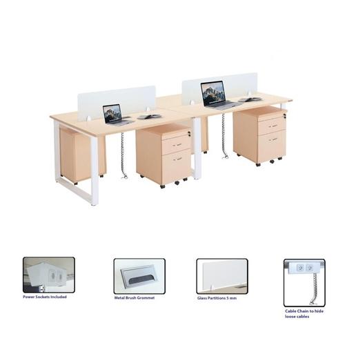Jual INCO Meja Kantor FLUIX - WS.4P.F / Meja Kerja / Workstation Inco ...