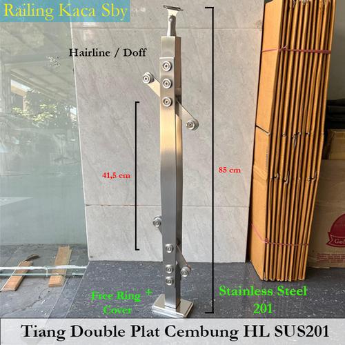 Promo TIANG RAILING KACA DOUBLE PLAT CEMBUNG HAIRLINE DOFF STAINLESS ...