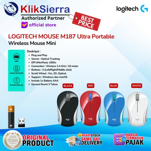 Jual LOGITECH M187 Wireless Ultra Portable - Mouse Mini for Laptop ...