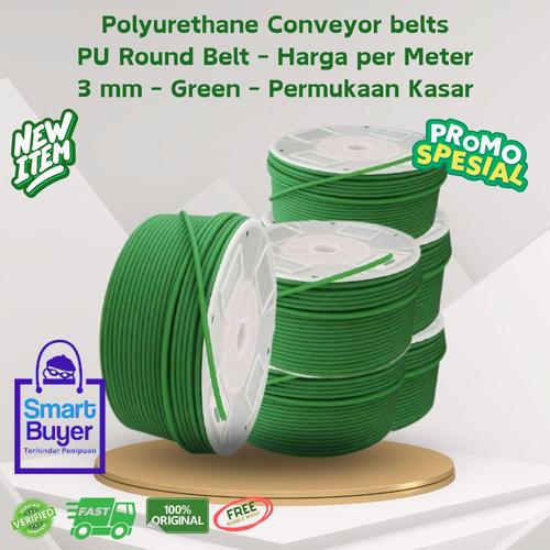 Jual Polyurethane Conveyor 3mm PU Oring Round Belt Green Permukaan ...
