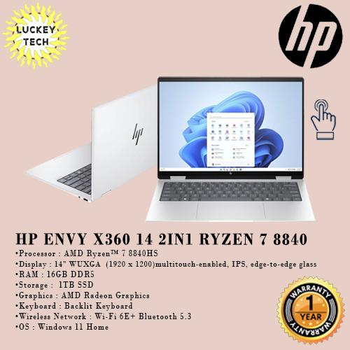 Jual HP ENVY X360 14 2IN1 TOUCH RYZEN 7 8840 16GB 1TB SSD W11 14" WUXGA ...