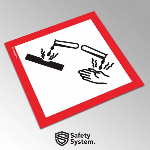 Jual Sticker K3 label simbol B3 GHS korosif (corrosive) - Kab. Bandung ...