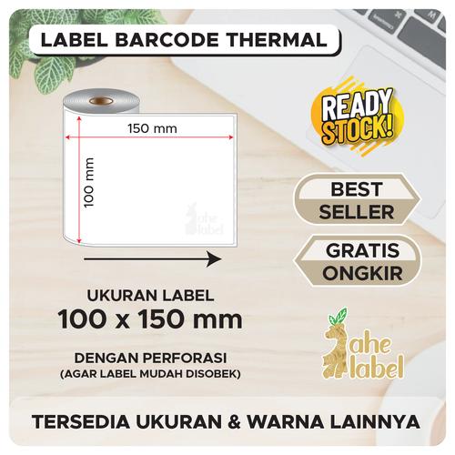 Jual LABEL STIKER THERMAL 100X150 MM LABEL BARCODE THERMAL 10X15 CM ISI ...