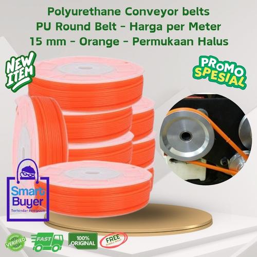 Jual Polyurethane Conveyor Belts PU Round Belt 15mm Orange Permukaan ...