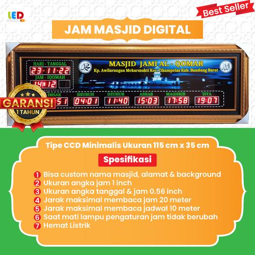 Jual Jam Masjid Jadwal Sholat Digital Ukuran 115 cm x 35 cm Tipe CCD ...