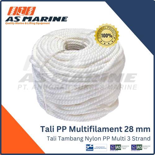 Promo Tali Tambang Nilon PP Multifilament 28 mm (+/-) 220 Meter 3 Strand Polypropylene Nylon ...