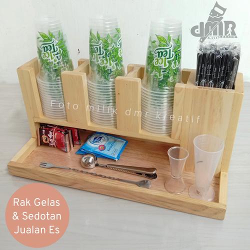 Jual Rak Tempat Paper Cup Gelas Plastik 8 14 16 18 22 OZ Sedotan Es The ...