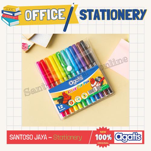 Jual Spidol AGATIS Kecil 12 Warna - Fibre Tip Pen AGATIS 12 Colors ...