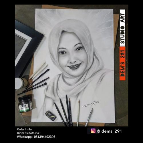 Jual Lukisan wajah, Sketsa hitam-putih ukuran A4 (20x30 cm - 1 muka ...
