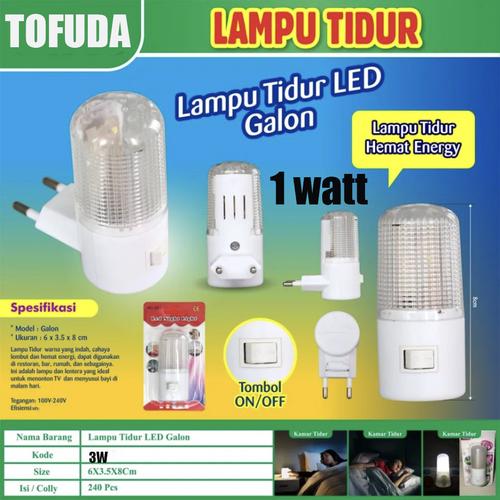 Jual TOFUDA 1 watt Lampu Tidur Led hemat listrik Lampu Tidur Galon Mini ...