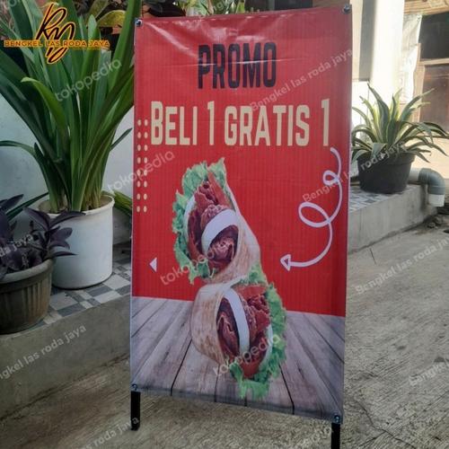 Jual standing banner besi / standing banner spanduk / ukuran T 120cm x ...