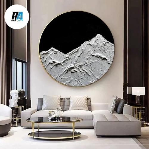 Jual lukisan abstrak modern–lukisan bulat gunung texture timbul ...