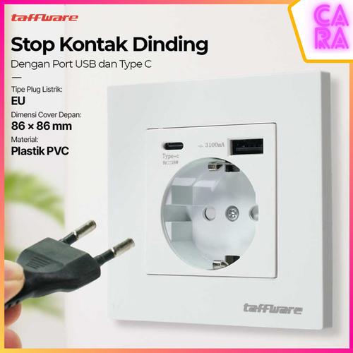 Jual Stop Kontak Dinding USB Type-C Colokan Listrik Tembok HB16 - Hitam ...