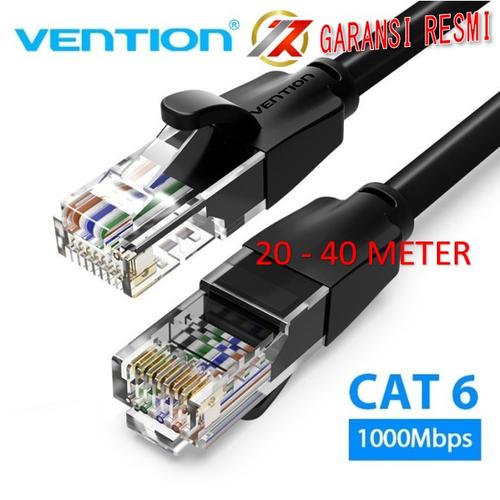 Jual VENTION IBEB KABEL LAN CAT6 CAT 6 UTP Ethernet Cable BLACK 20M 25M 30M 35M 40M - IBEBU 35M ...