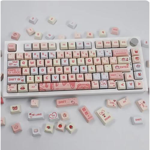 Jual Creamy Strawberry Keycap 133 Key Keycaps Set for Mechanical Gaming ...