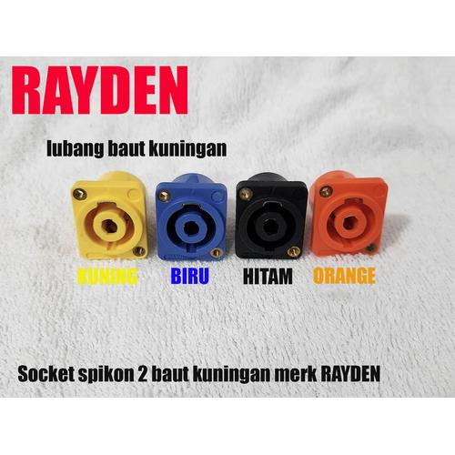 Jual Socket spikon Merk rayden 2 baut kuningan biru kuning orange hitam ...