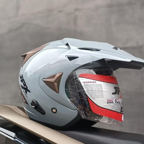 Jual HELM HALF FACE JPX SUPERMOTO SEMITRAIL,DARK GREY, DOBLE VISOR ...