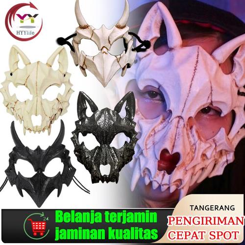 Jual Topeng Setengah Wajah Tengkorak/Topeng Naga God Tiger Yasha Tengu ...