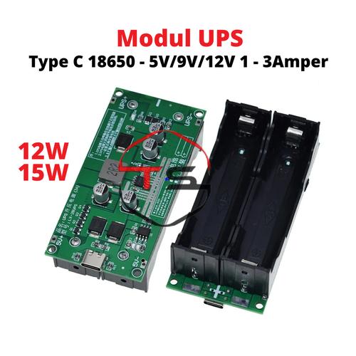 Jual Modul UPS Mini 18650 5V 12V 5volt 12volt 3A 1A 3amper 1amper Type ...