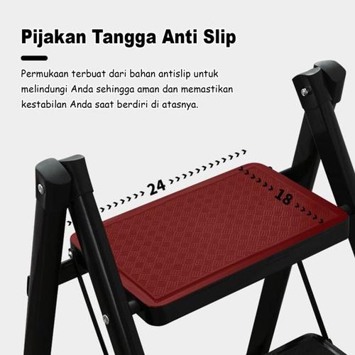 Jual New T1A1 Tangga Lipat 3 Step Besi Warna Hitam Kokoh & Seimbang ...