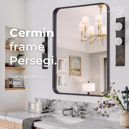 Jual CERMIN KACA FRAME MOTIF KOTAK/PERSEGI PANJANG AESTHETIC DEKORASI ...