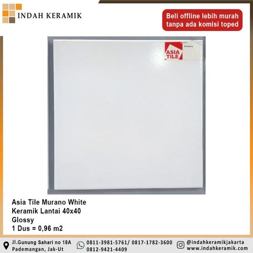 Jual Keramik Lantai Asia Tile Murano White 40x40 (putih polos glossy ...