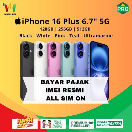 Jual IMEI RESMI Apple iPhone 16 Plus 128GB 256GB 512GB Black White Pink Teal Ultramarine Dual ...