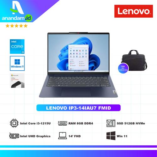 Promo LAPTOP LENOVO IDEAPAD 3 14IAU7-FMID I3-1215U 8/512GB UHD 14"FHD ...