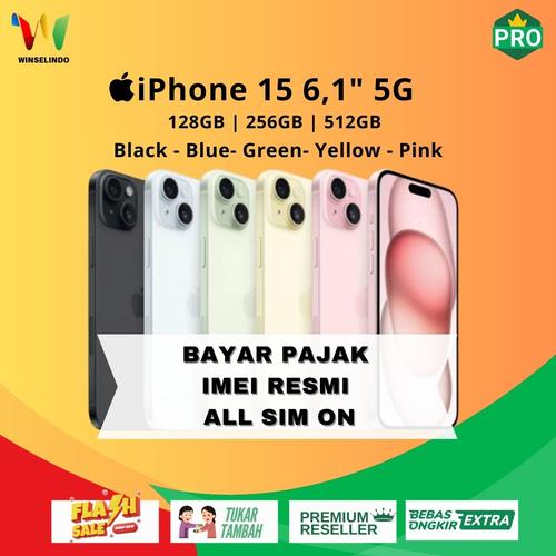 Jual RESMI IMEI Apple iPhone 15 128Gb 256Gb 512Gb Black Green Pink Blue ...