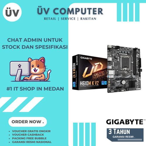 Promo Motherboard Mobo Gigabyte H610M K V2 | DDR5 | Intel LGA1700 | Micro M-ATX | Garansi Resmi ...