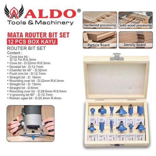 Jual MATA ROUTER BIT SET 12 PCS BOX KAYU / ROUTER BIT SET / MATA PROFIL ...