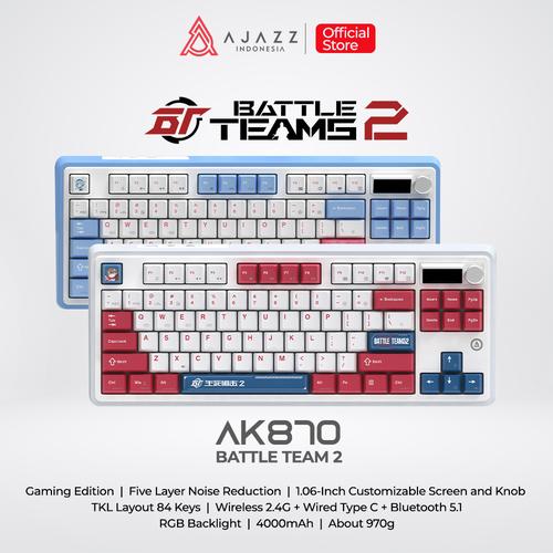 Promo Ajazz AK870 Battle Teams 2 TKL Mechanical Keyboard Three Mode RGB ...