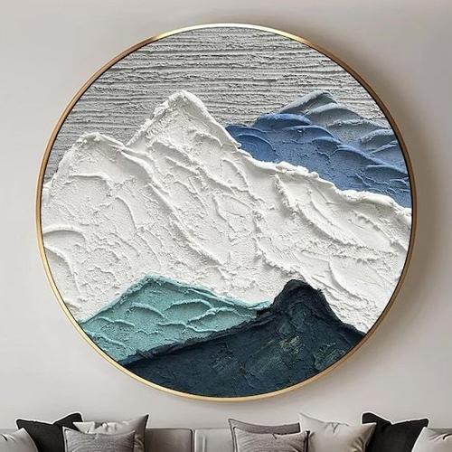 Jual lukisan abstrak modern–lukisan bulat gunung full colour texture ...