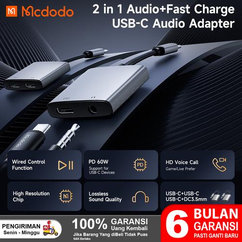Promo MCDODO Splitter Type C To Jack Audio 2in1 For iPhone 15 Pro Max ...
