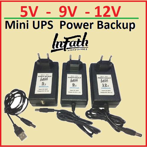 Jual Mini UPS 5V 9V 12V plus + Adaptor InFath 2A 1.3A 1A ...