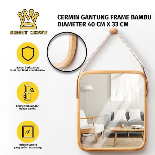 Jual BRIGHT CROWN CERMIN GANTUNG PERSEGI PANJANG 40X33CM | TALI BELT ...