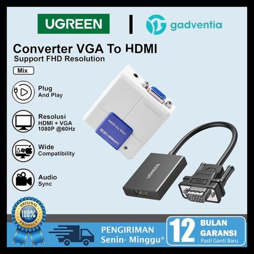 Jual Ugreen Vga To Hdmi Converter Adapter Hd 1080P With Audio Plug And ...