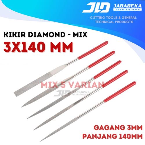 Jual Kikir 3 x 140 mm MIX Diamond Files Set 5 PCS Gagang 3 mm 3x140x60 ...