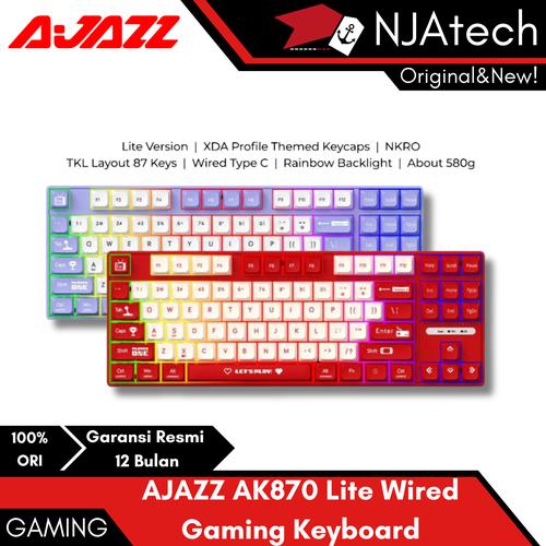Jual Ajazz AK870 Lite TKL Mechanical Keyboard Wired Rainbow - Red White, Red Switch - Kab ...