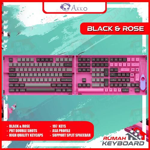 Promo KEYCAP - KEYCAPS - ASA - AKKO BLACK & ROSE - PBT KEYCAP SET - 197 ...