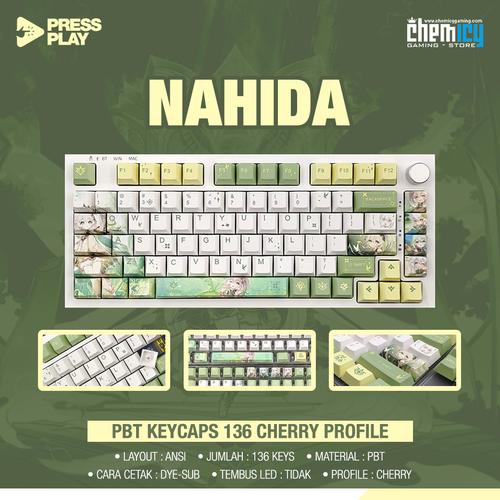 Jual Press Play Nahida Genshin Impact PBT Keycaps 136 set Cherry ...