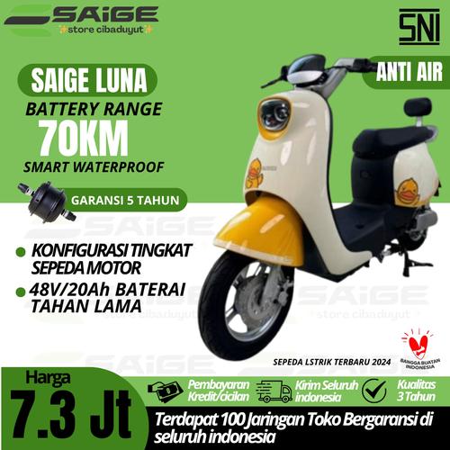 Jual Sepeda Listrik Saige Luna 800Watt 48V/20Ah Bagasi luas anti air ...
