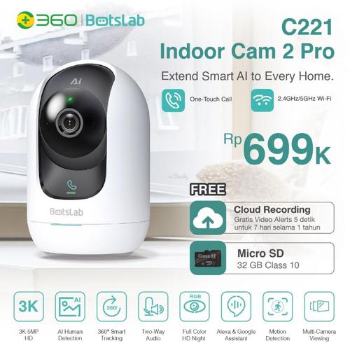 Jual 360 BOTSLAB C221 SMART IP CAMERA CCTV WIFI PTZ 3K 5MP FHD 2BAND ...